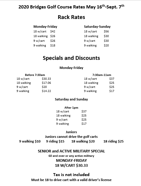 Rates - The Bridges Golf Course