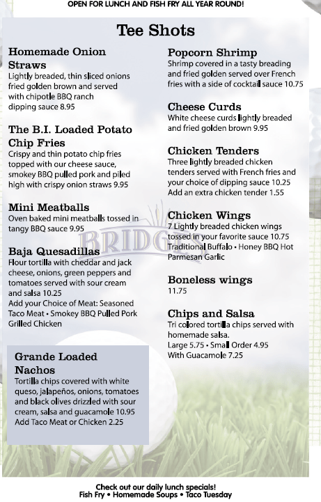Menu - The Bridges Golf Course